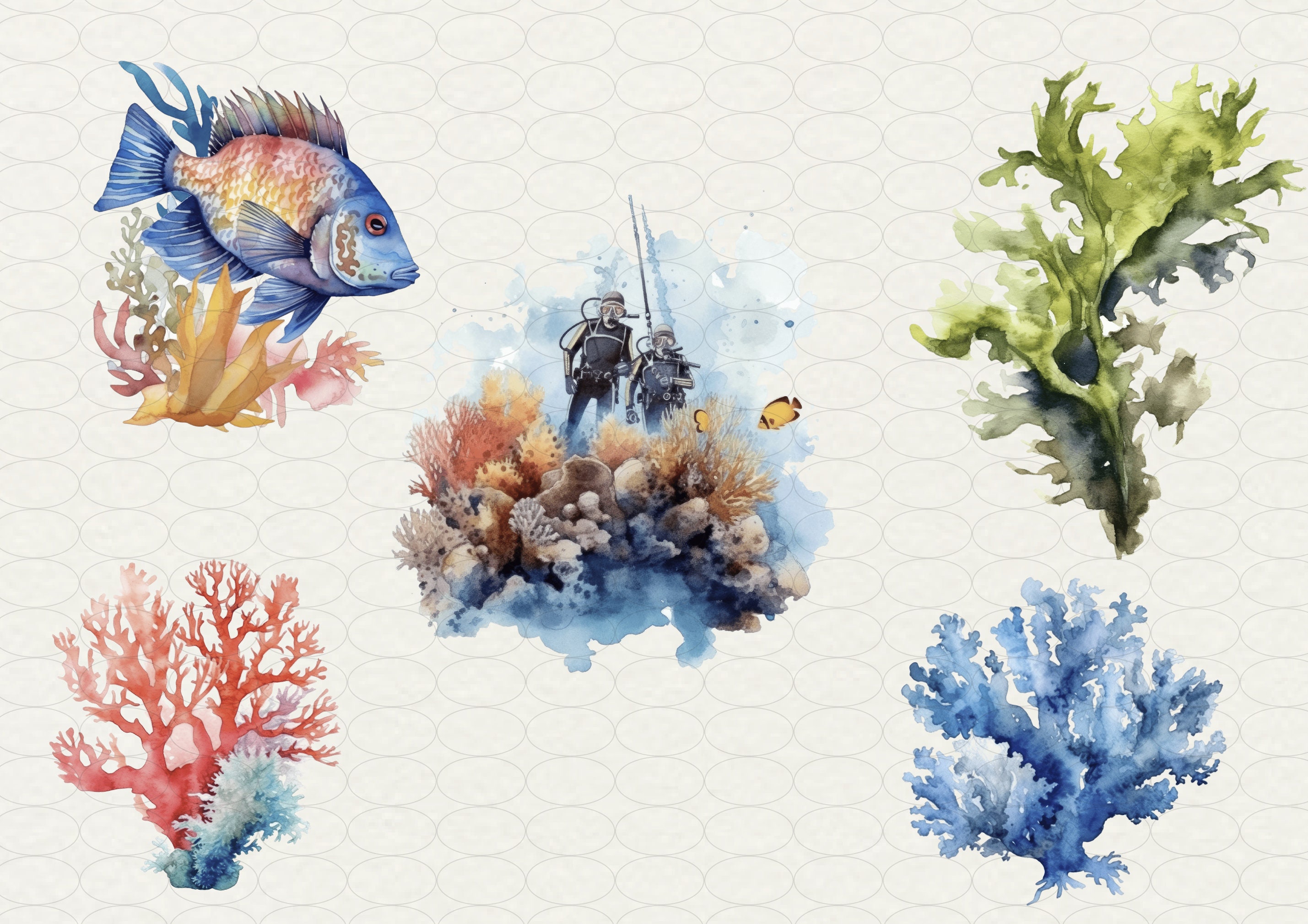 Scuba Diving Clipart: Coral Reef, Sea Life PNG Images (commercial Use ...