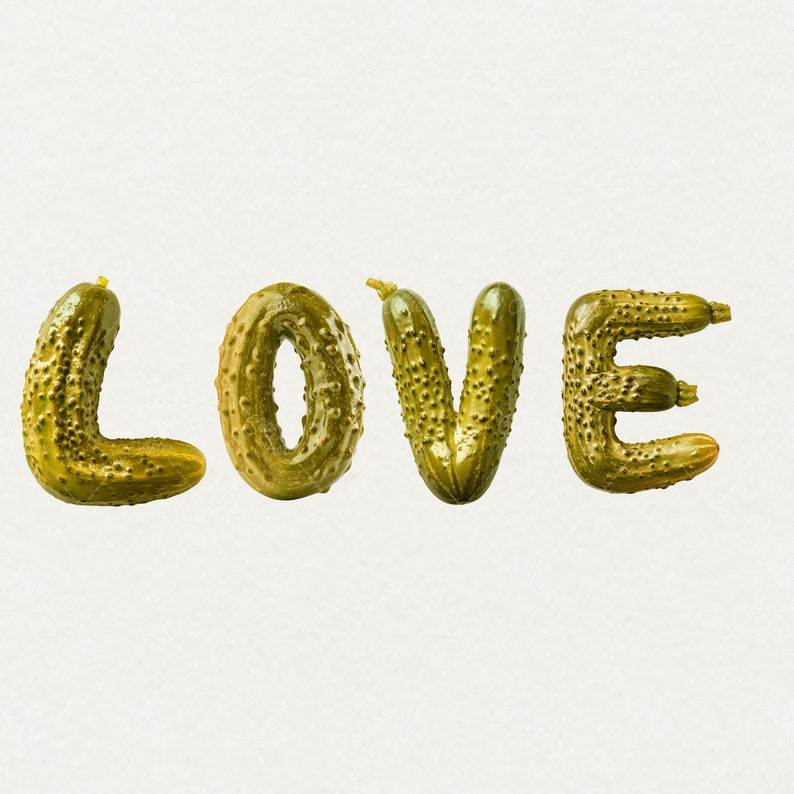 Pickle Alphabet Clipart: 36 PNG Pickle Font, Letters, Numbers (digital ...