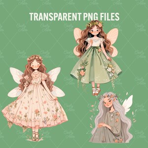 Watercolor Garden Fairy Clipart, 21 Png Spring Floral Fairies, Fantasy ...