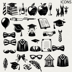 Graduation SVG Clipart Bundle, 82 Png and 82 Svg Vector Clipart ...