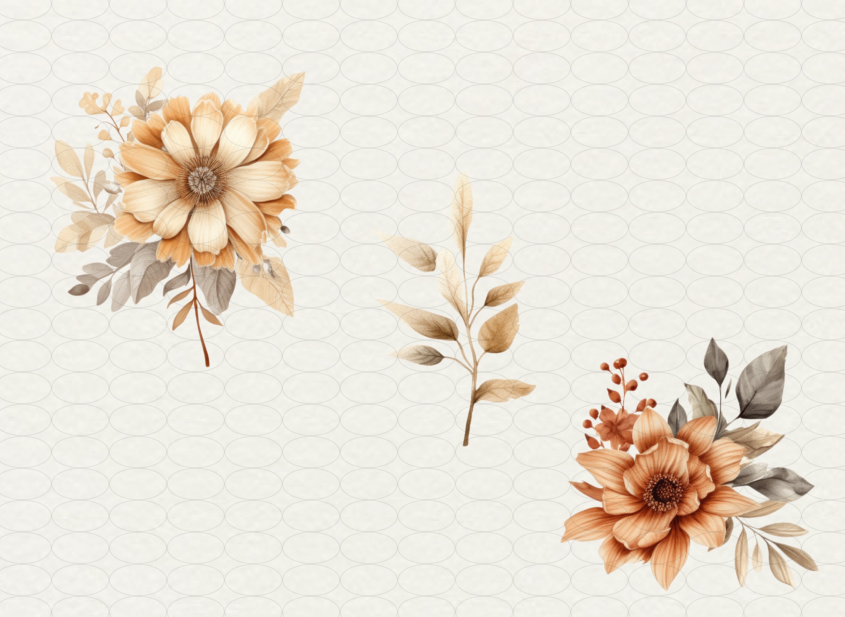 Elegant Boho Flowers Clipart 17 Png Digital Art Card - Etsy
