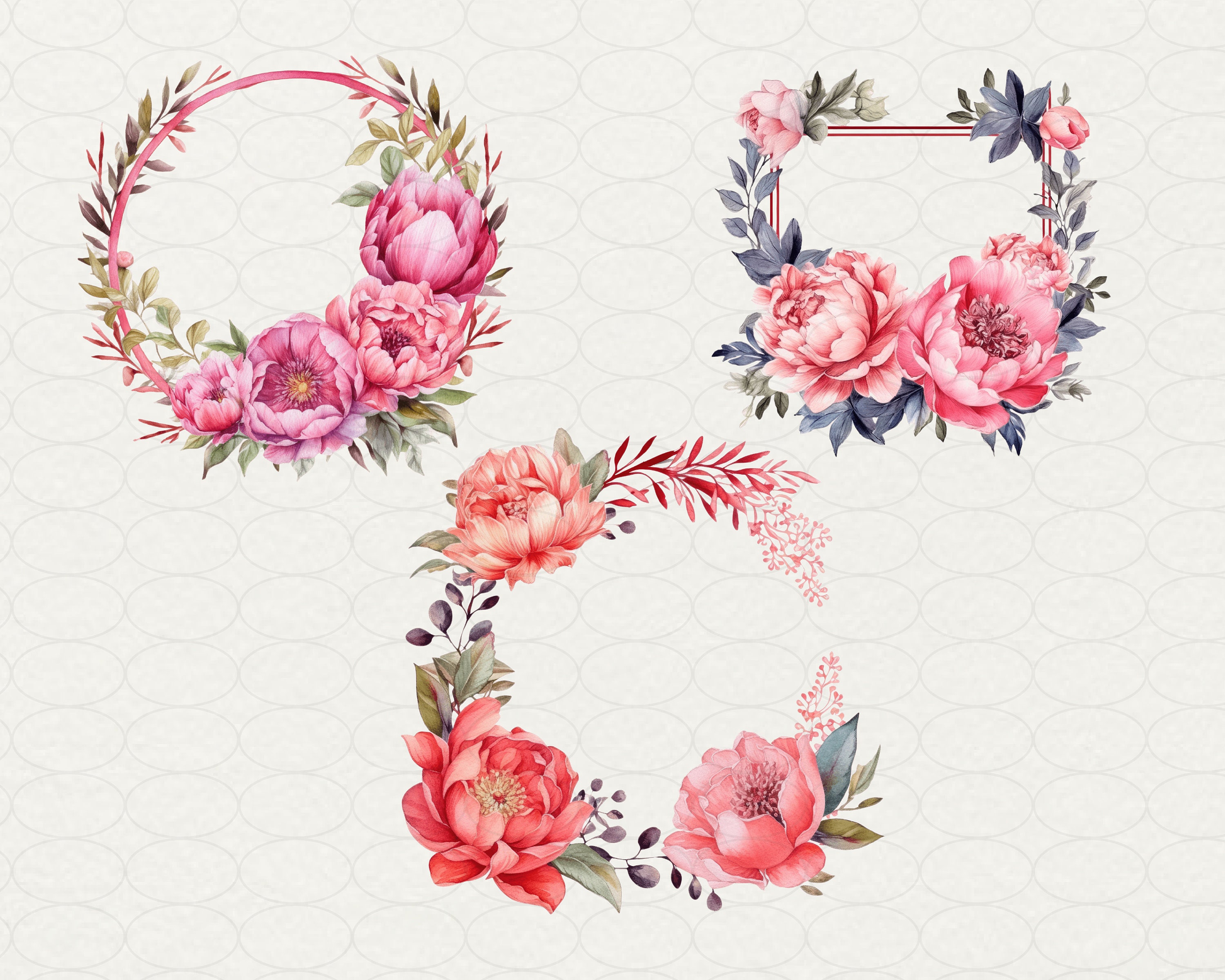 Pink Peonies Watercolor Clipart Summer Flowers Clipart - Etsy