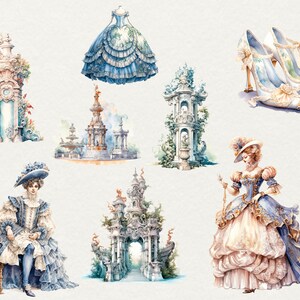 Watercolor Rococo Clipart, Rococo Bundle Clipart, 60 PNG Rococo Period ...