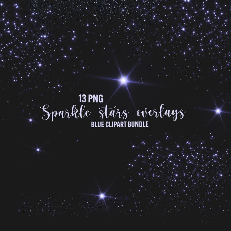 Blue Glitter Stars Clip Art - Etsy