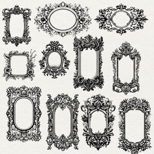 Vintage Frames Clipart Set, Ornate Frame Bundle 44 SVG + Png, Mirror ...