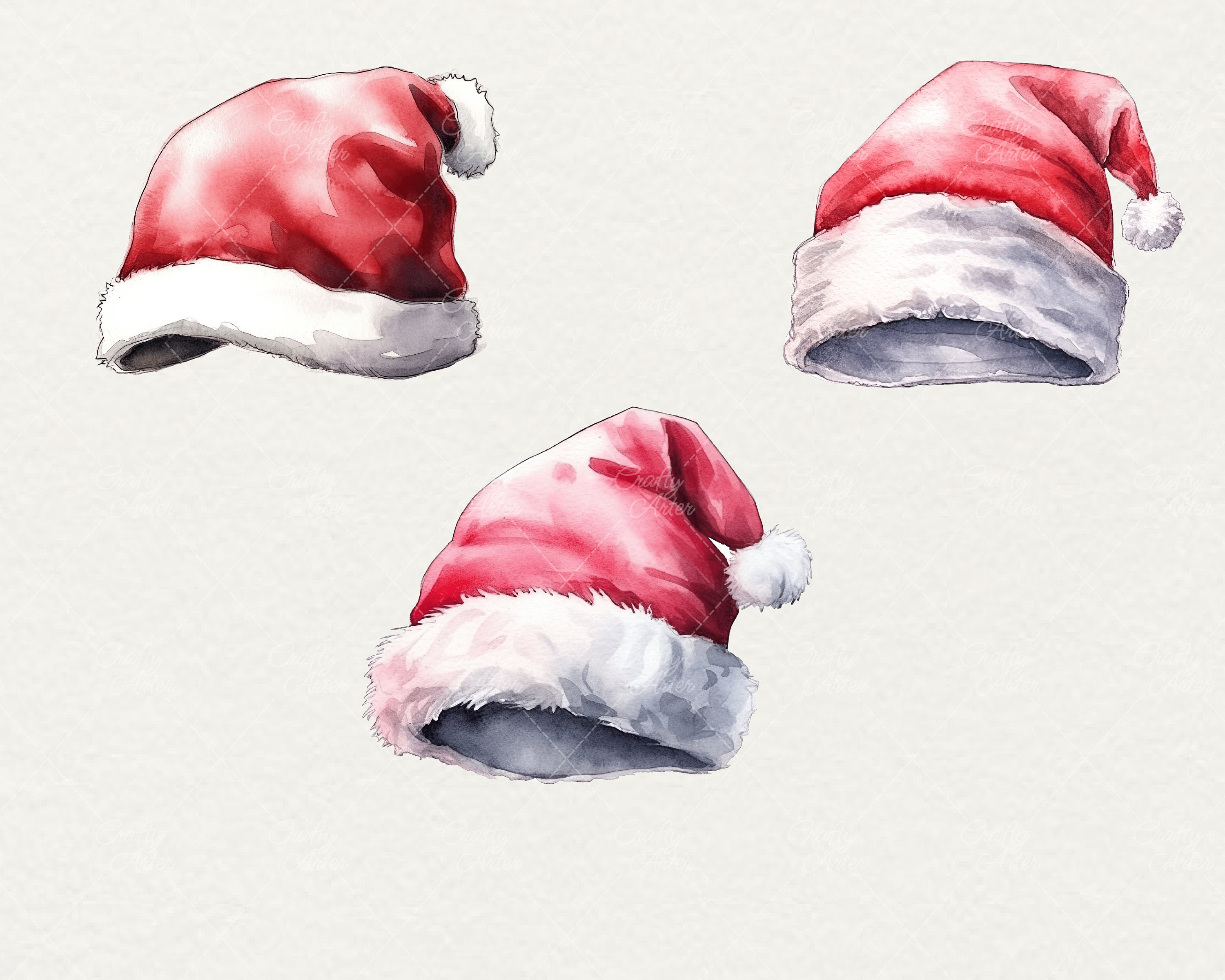 Christmas Santa Hat Clipart: 15 PNG Holiday Graphics (commercial Use ...
