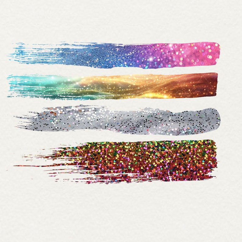 Glitter Brush Strokes Clipart: Sparkling PNG Overlays (digital Download ...
