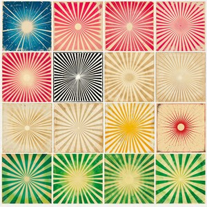 Retro Sunburst Digital Background, 58 Printable Vintage Pages ...