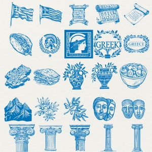 Greece Symbols Svg Png Bundle, Greek Summer Clip Art, Ancient City ...