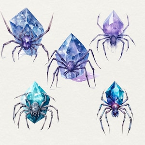 Watercolor Crystal Spider Clipart: Halloween Graphics (20 PNG) - Etsy