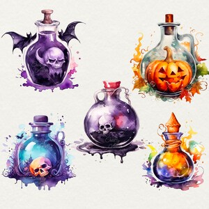 Watercolor Halloween Potion Clipart, Watercolor Halloween Graphics 28 ...
