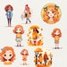 Autumn Girls Clipart, 20 PNG Cartoon Autumn Illustration, Cute Autumn ...