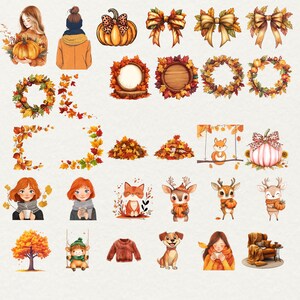 Watercolor Autumn Clipart: Fall Leaves, Pumpkins, Gnomes (96 PNG) - Etsy