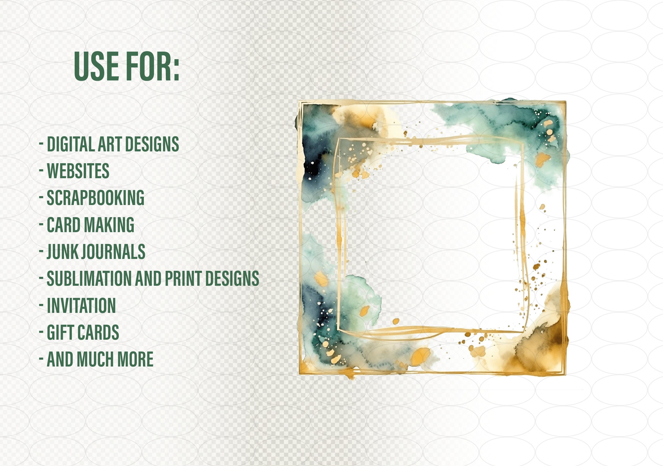 Watercolor Gold Frames Clipart: Celestial Circle & Square (PNG) - Etsy