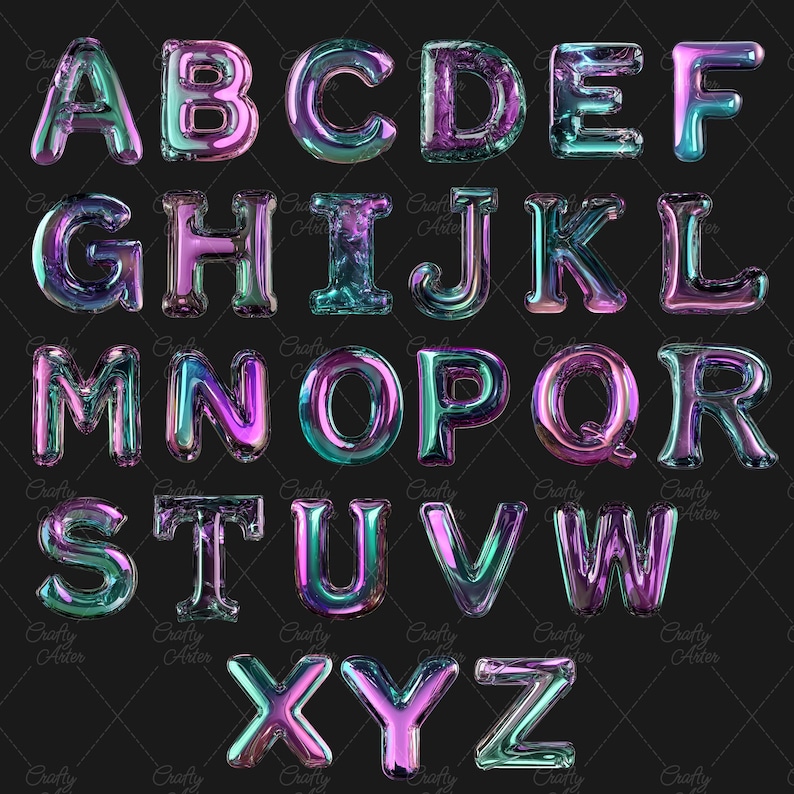 Foil Balloon Alphabet Clipart: Metallic PNG Font (digital Download) - Etsy
