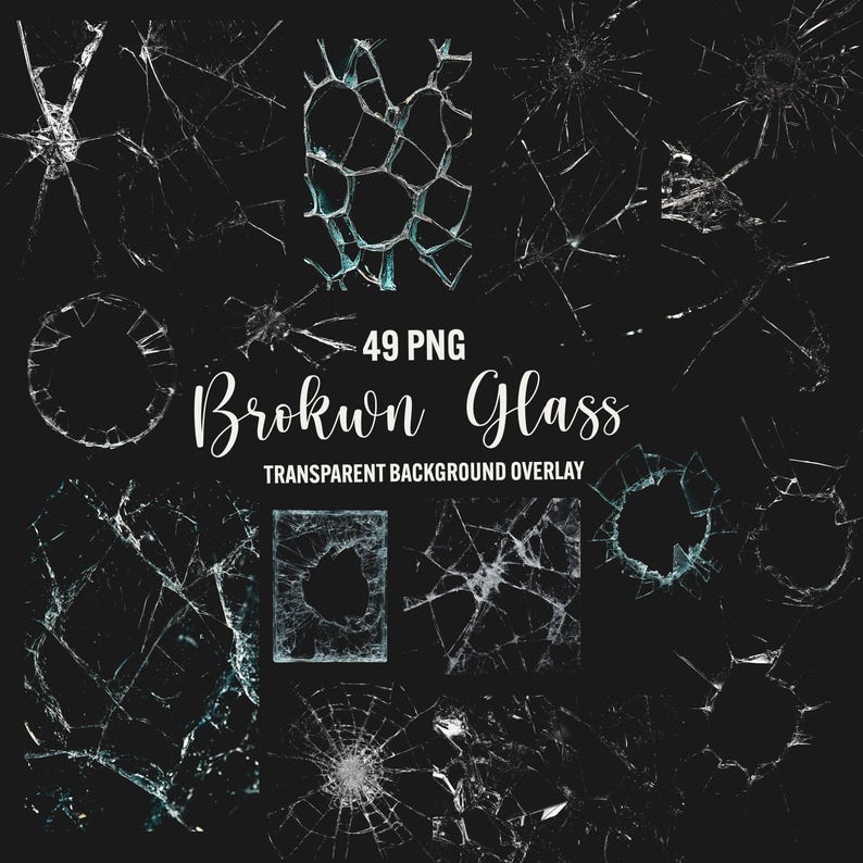 Broken Glass PNG Overlays: Shattered Glass Textures (commercial Use) - Etsy