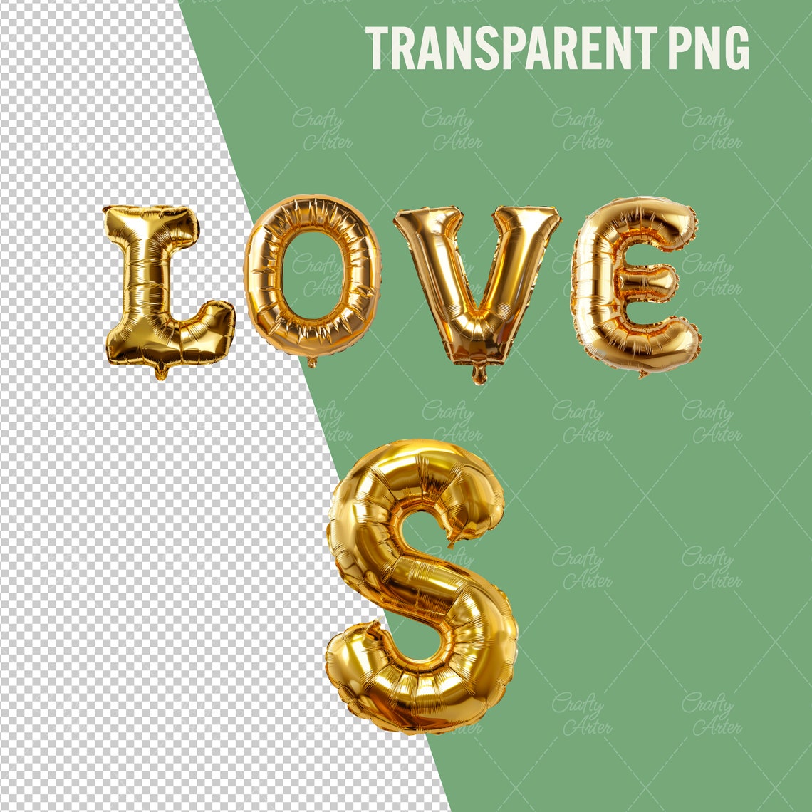 Gold Foil Balloon Alphabet Clipart: 55 PNG Letters (digital Download ...