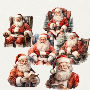 Watercolor Santa Claus Clipart, 26 Png Christmas Clipart, Winter Clip ...