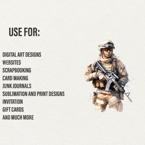 Watercolor Military Clipart, 50 PNG Army Clip Art - Instant Download ...