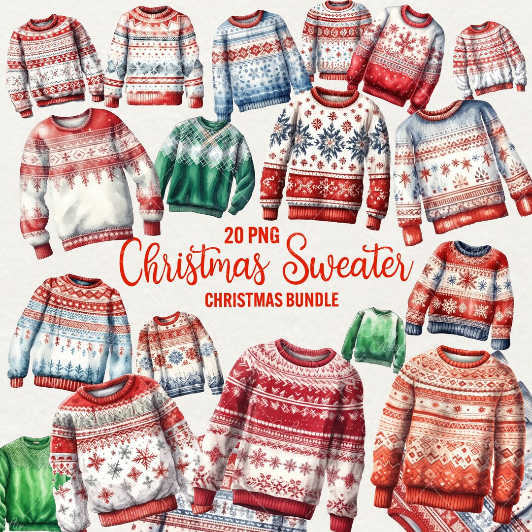 Christmas Sweater Clipart, Santa Sweaters Clipart Winter Clipart ...