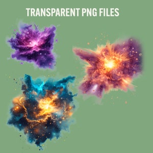 Dreamy Nebula Splash Overlays: 38 Galaxy PNG Clipart (digital Download ...