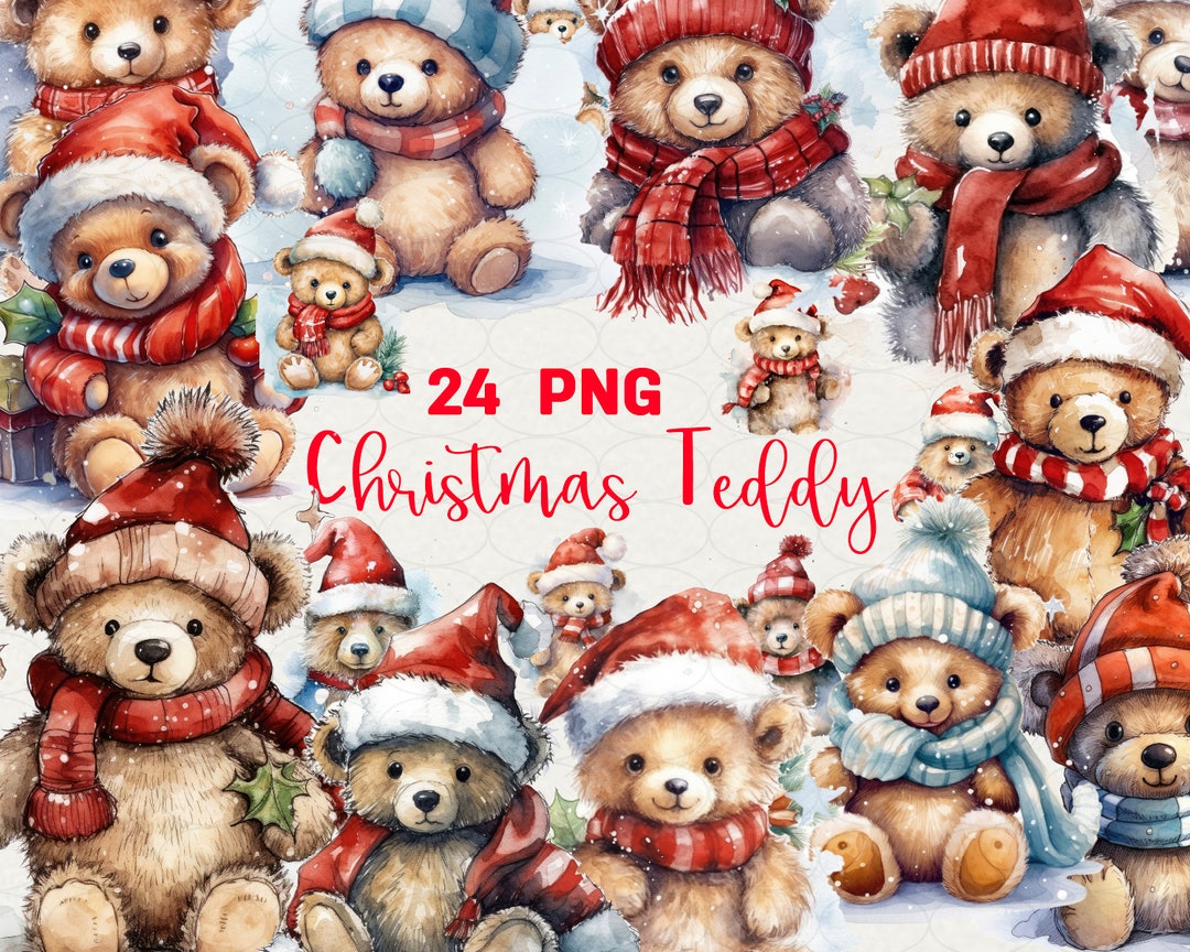 Christmas Teddy Bear Clipart Christmas Sublimation Clipart Winter ...