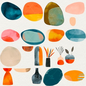 Watercolor Japandi Shapes Clipart, 120 Png Japandi Style Graphics, Zen ...