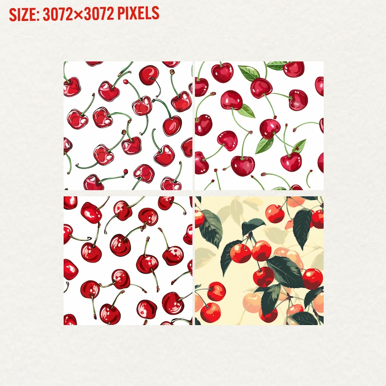 Cherry Seamless Pattern: Watercolor Digital Paper (digital Download) - Etsy