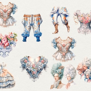 Watercolor Rococo Clipart, Rococo Bundle Clipart, 60 PNG Rococo Period ...