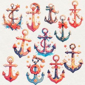 Nautical Anchor Clipart, Ocean Clipart 49 PNG Art - Watercolor Cute ...