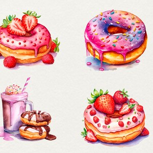 Watercolor Donut Clipart 27 PNG, Delicious Bakery Dessert Clipart ...