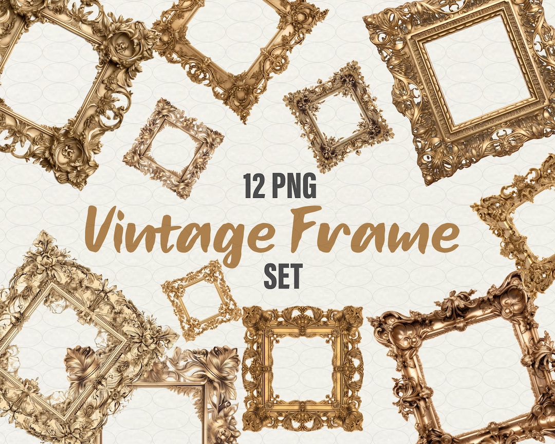 Gold Vintage Frames Clipart Set: Square PNG Bundle (commercial Use) - Etsy