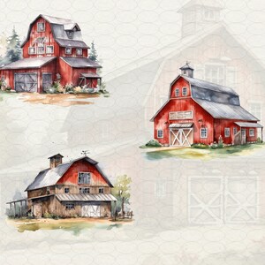 Farm Barn Watercolor Clipart, 19 Barn PNG, House Watercolor Clipart ...