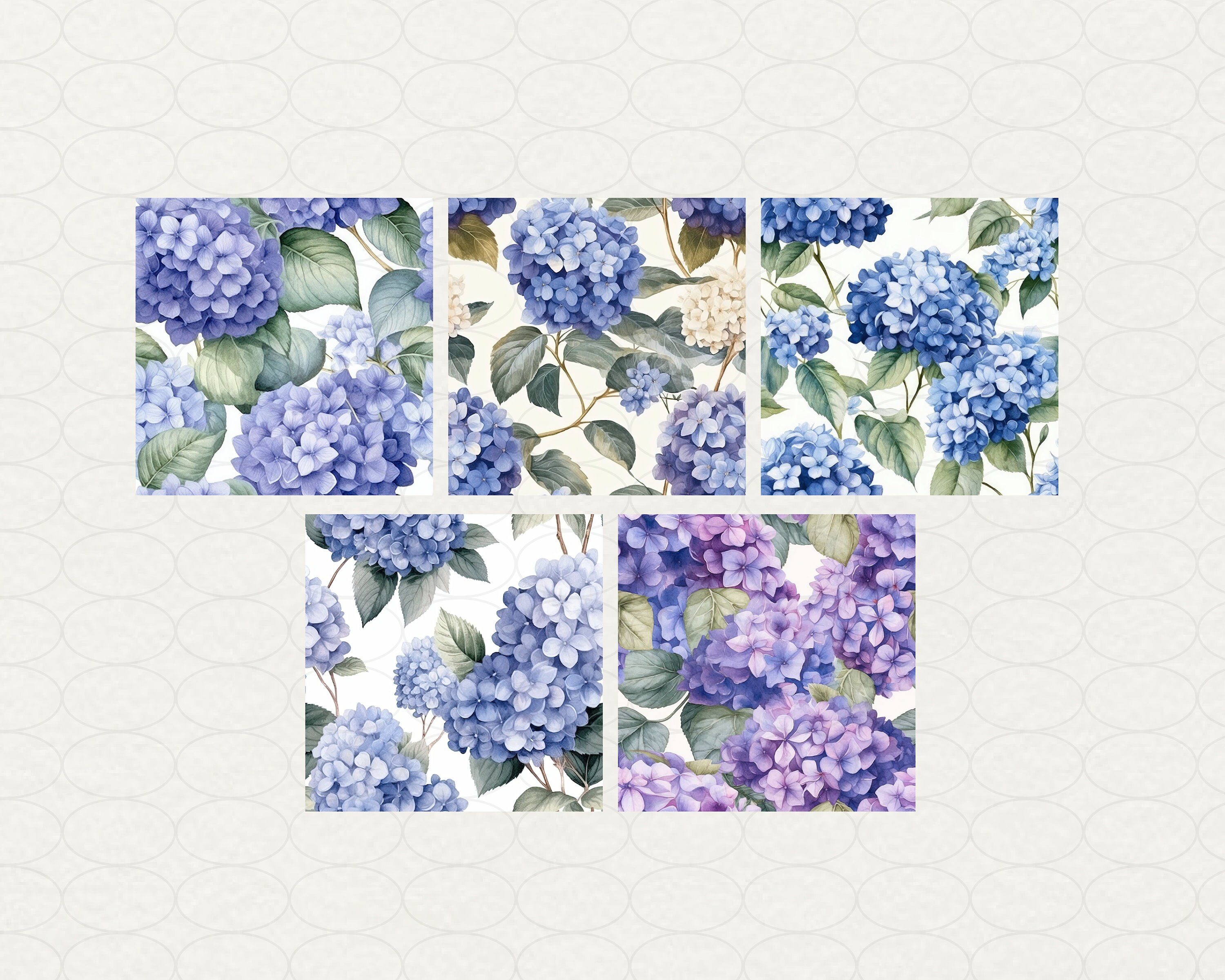 Hydrangea Flower Digital Paper: 20 Seamless Floral Patterns (commercial ...