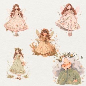 Watercolor Garden Fairy Clipart, 21 Png Spring Floral Fairies, Fantasy ...