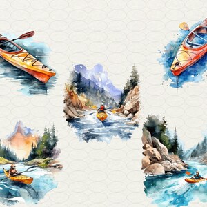 Watercolor Kayaking Clipart: Outdoor Camp & Bonfire (35 PNG) - Etsy