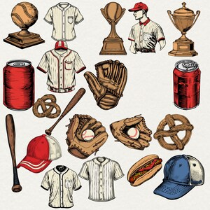 Vintage Baseball Clipart Bundle: Retro Sports Illustrations (PNG, SVG ...
