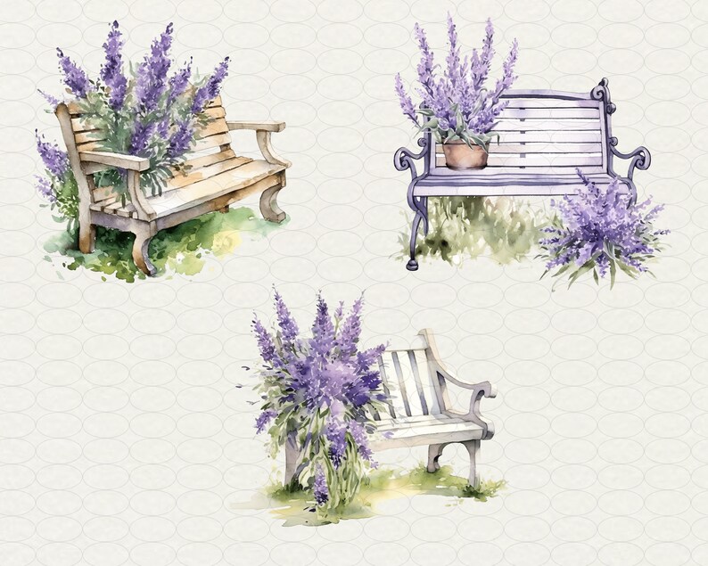 Watercolor Flower Bench Clipart Wedding Bench Bench Clipart - Etsy