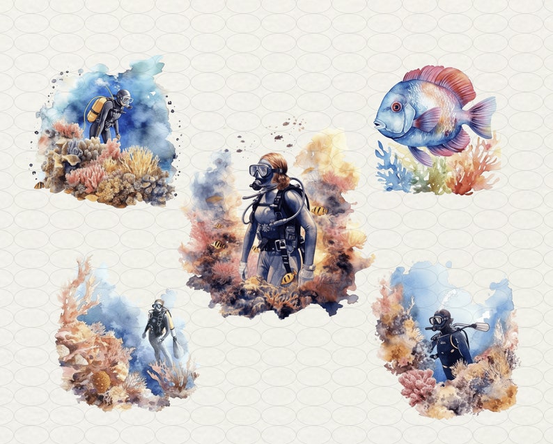 Scuba Diving Clipart: Coral Reef, Sea Life PNG Images (commercial Use ...