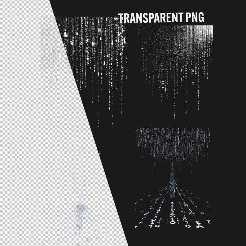 Binary Code Rain Overlays: 19 PNG Clipart, Transparent Background ...