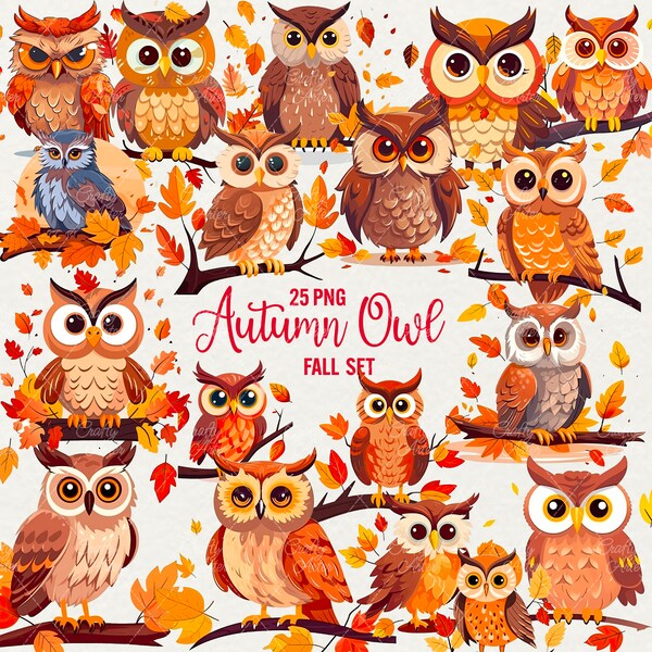 Fall Owl Clipart - Etsy