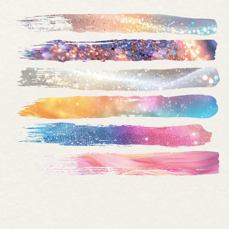Glitter Brush Strokes Clipart: Sparkling PNG Overlays (digital Download ...