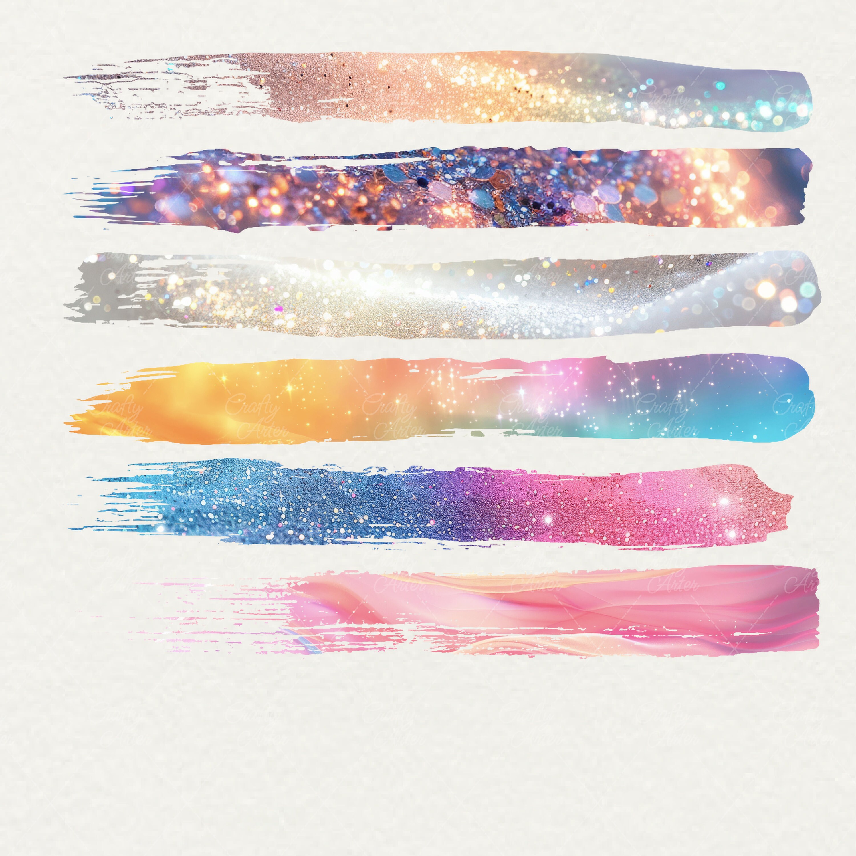 Glitter Brush Strokes Clipart: Sparkling PNG Overlays (digital Download ...