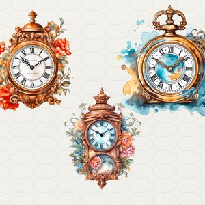 Vintage Clocks Clipart, Antique Clock Clipart 24 PNG, Vintage Aesthetic ...