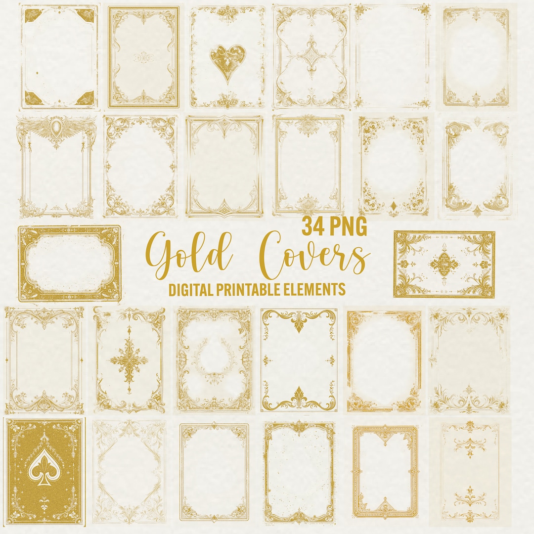 Gold Book Covers Clipart, 34 Png Gilded Golden Covers, Ornate Frame ...