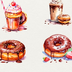 Watercolor Donut Clipart 27 PNG, Delicious Bakery Dessert Clipart ...