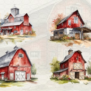 Farm Barn Watercolor Clipart, 19 Barn PNG, House Watercolor Clipart ...