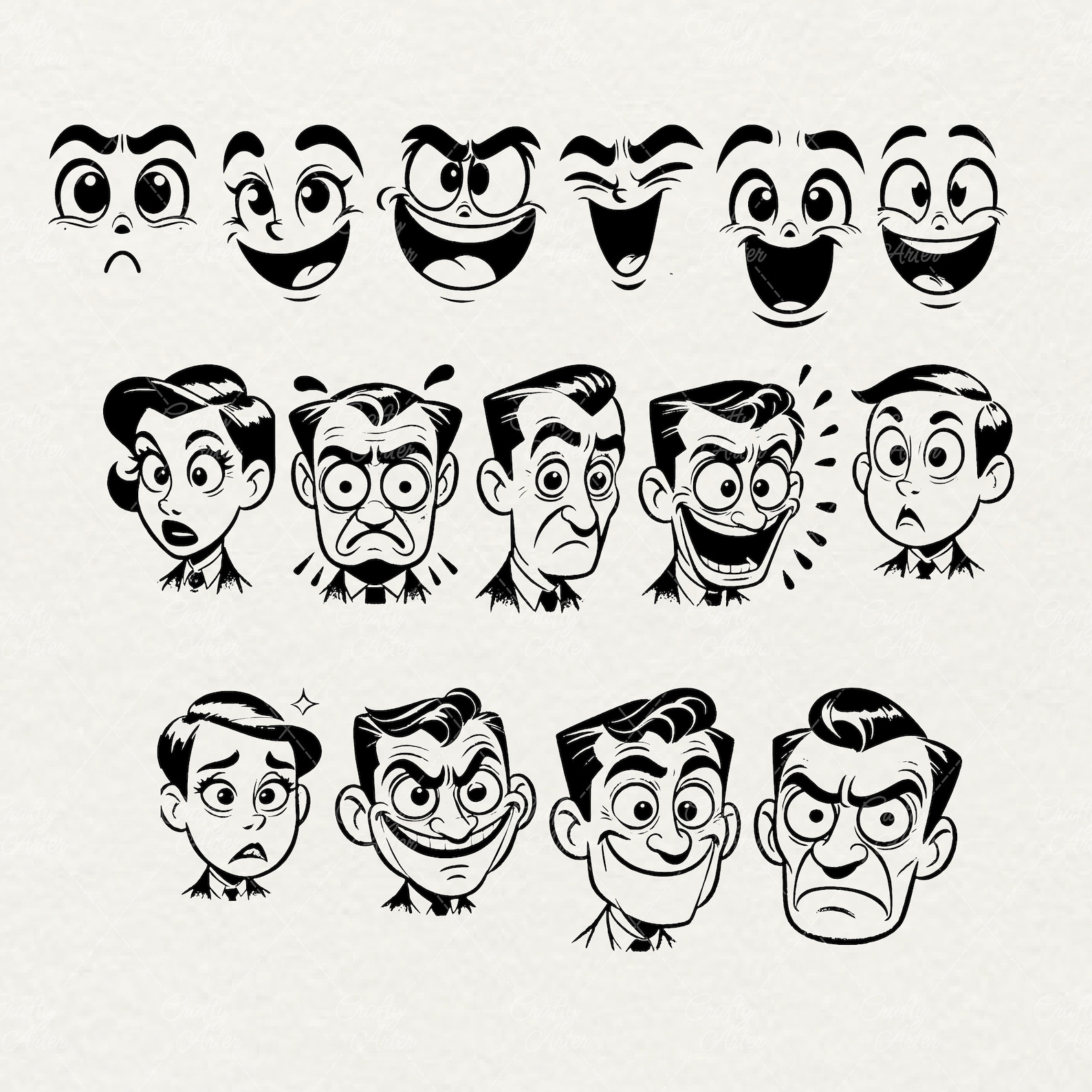 Cartoon Emotion Faces Clipart: 37 SVG/PNG Emoji Illustrations ...