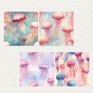 Jellyfish Seamless Pattern, 16 Ocean Jellyfish Digital Paper, Jellyfish ...