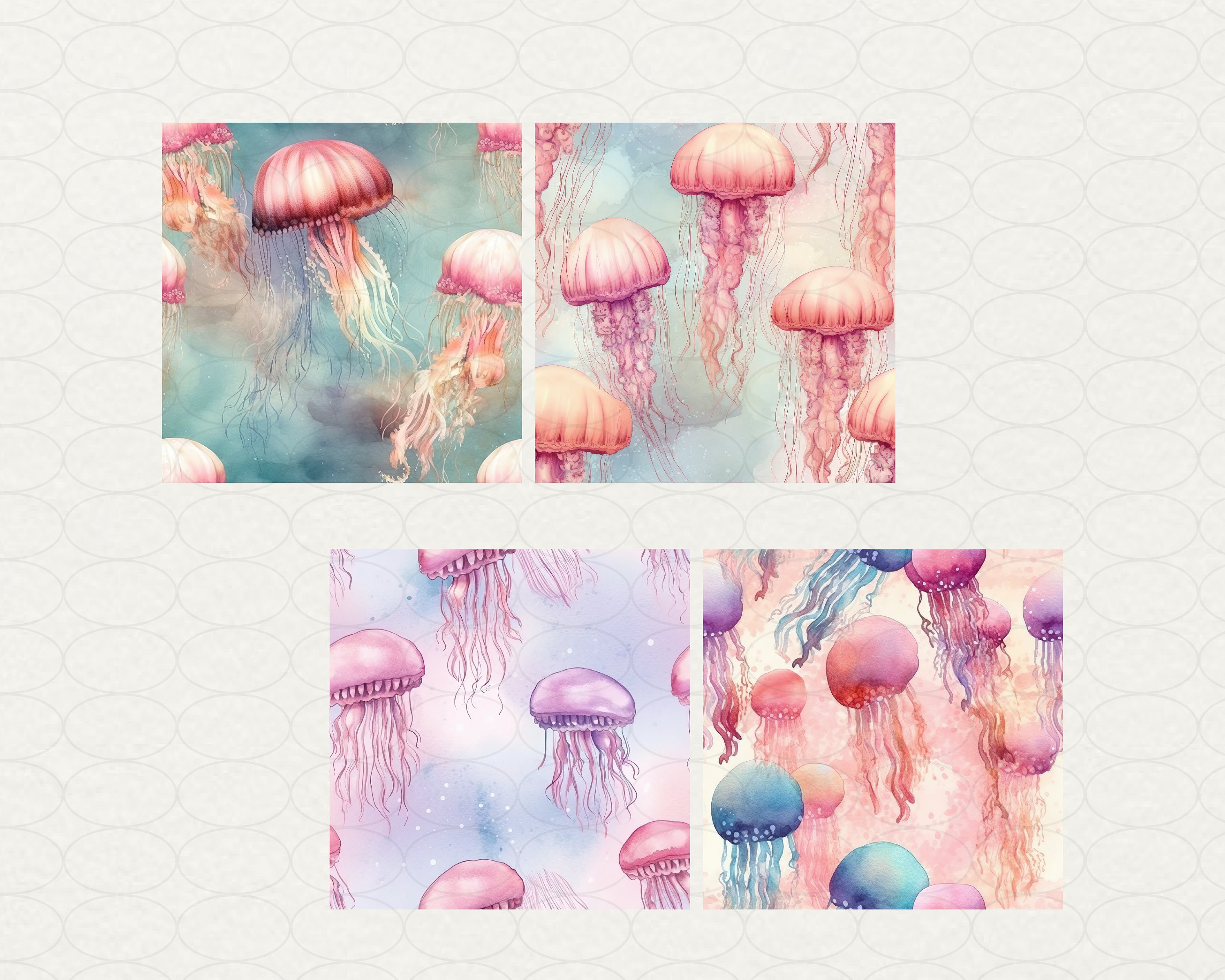 Jellyfish Seamless Pattern: 16 Ocean Digital Papers (commercial Use) - Etsy